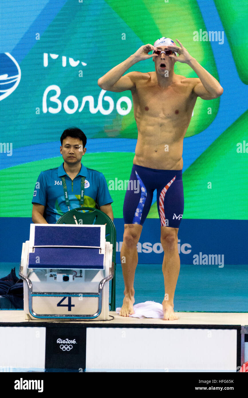 Rio de Janeiro, Brazil. 8 August 2016. Michael Phelps (USA) at the ...