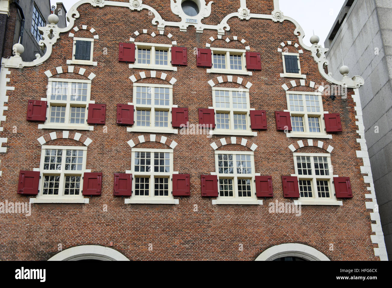 A traditional building with window wooden shutters in Amsterdam ...