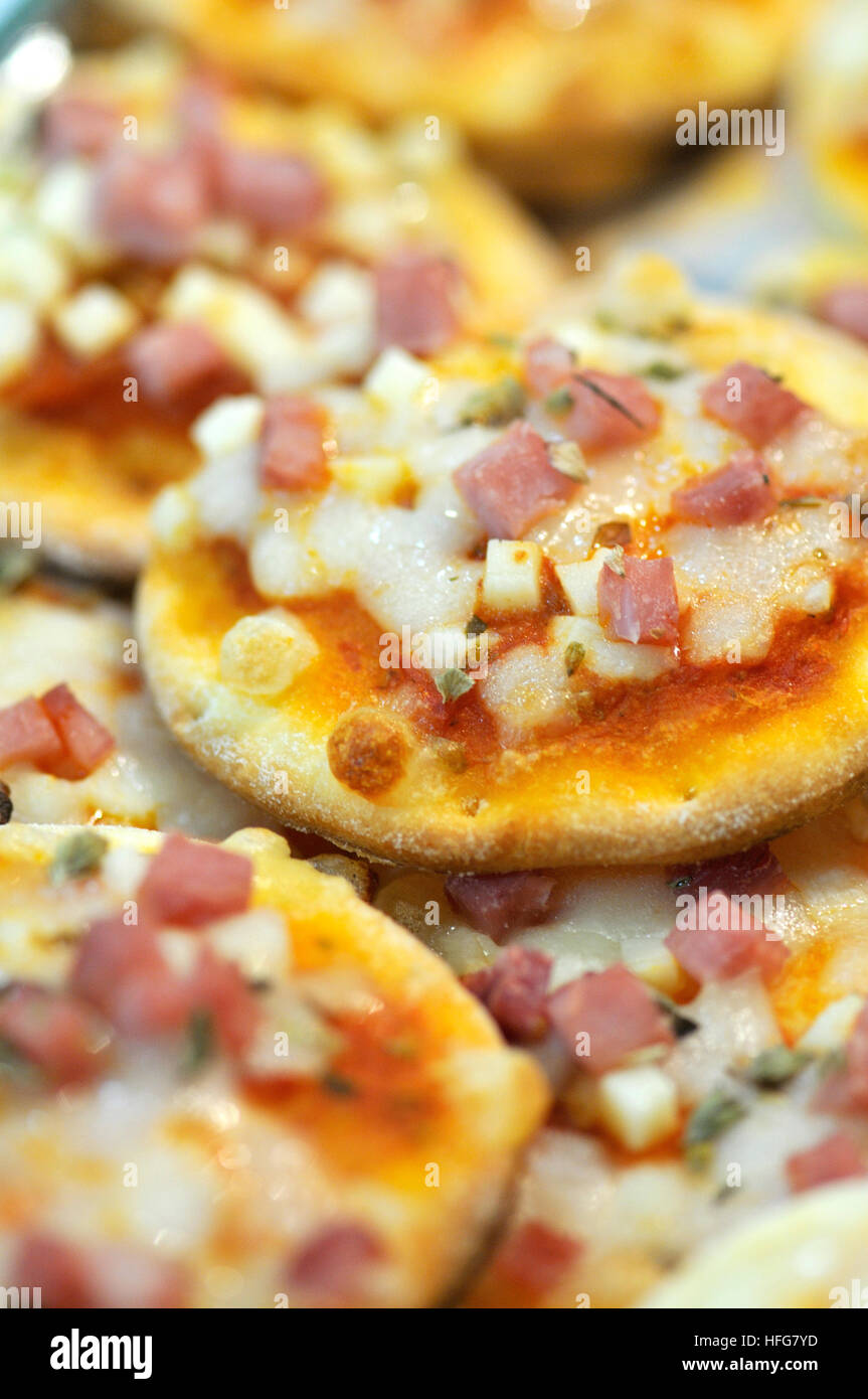 Mini pizza. Alimentaria, International Food and Drinks Exhibition, L ...