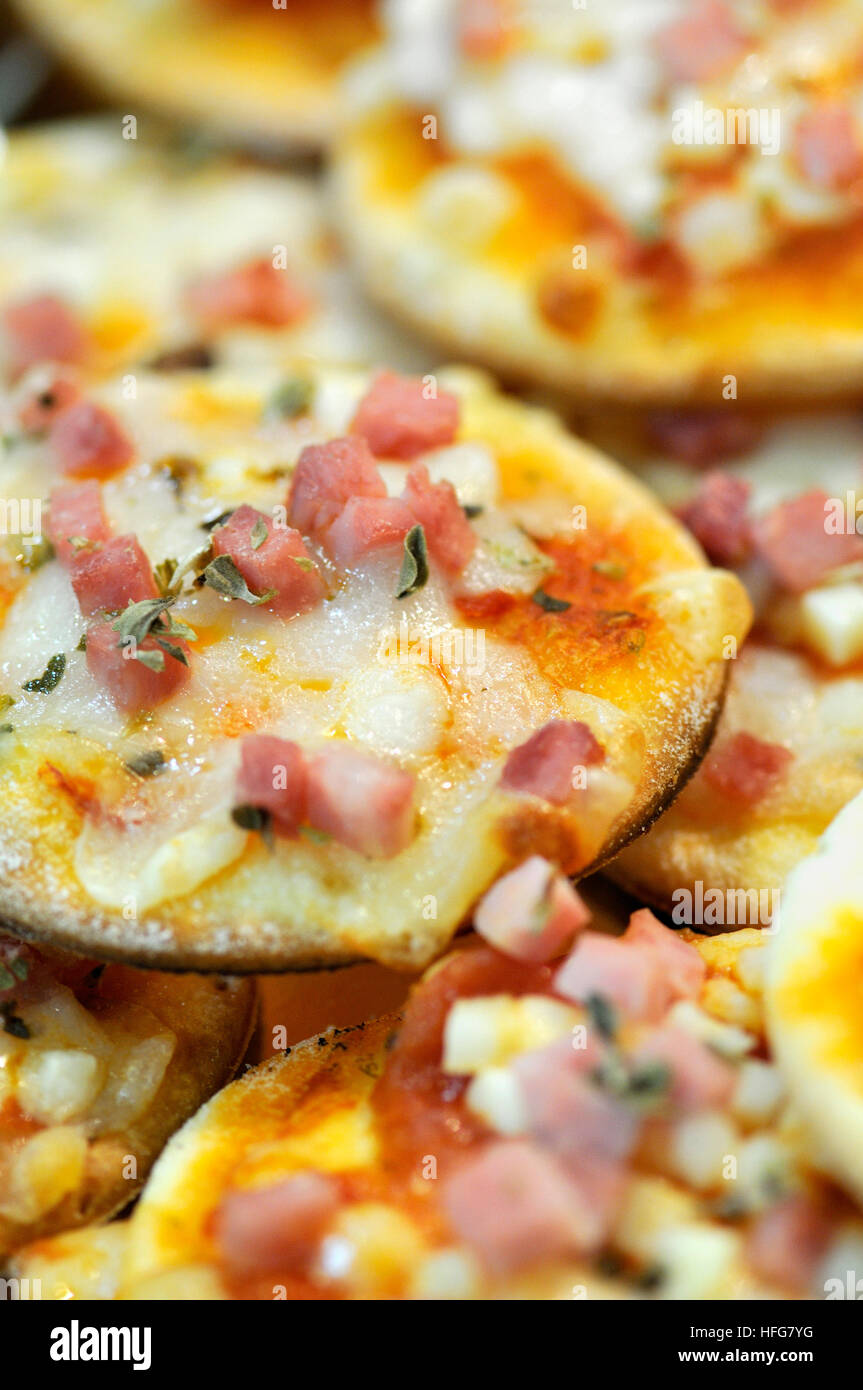 Mini pizza. Alimentaria, International Food and Drinks Exhibition, L ...