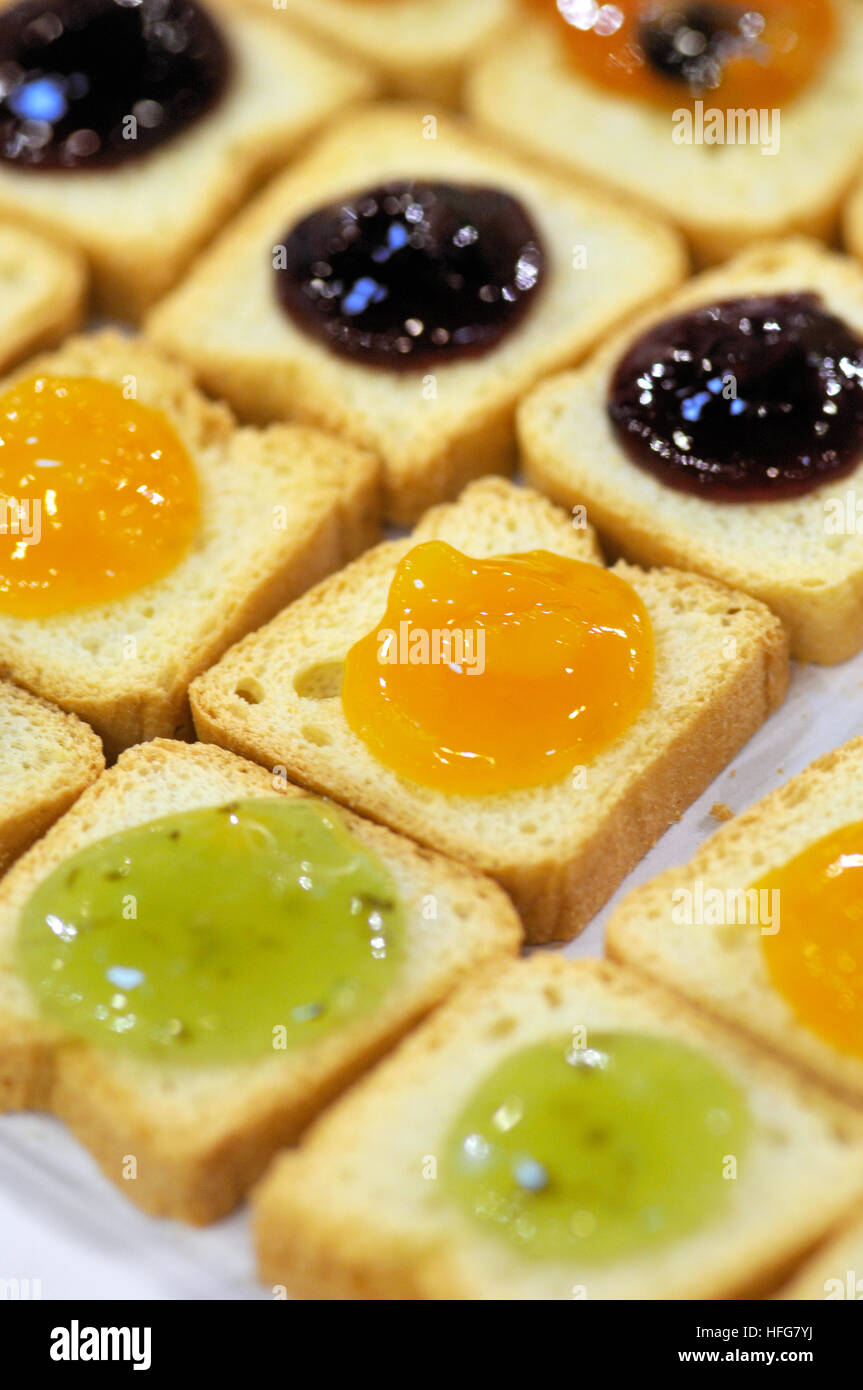 Jam canapes. Alimentaria, International Food and Drinks Exhibition, L ...