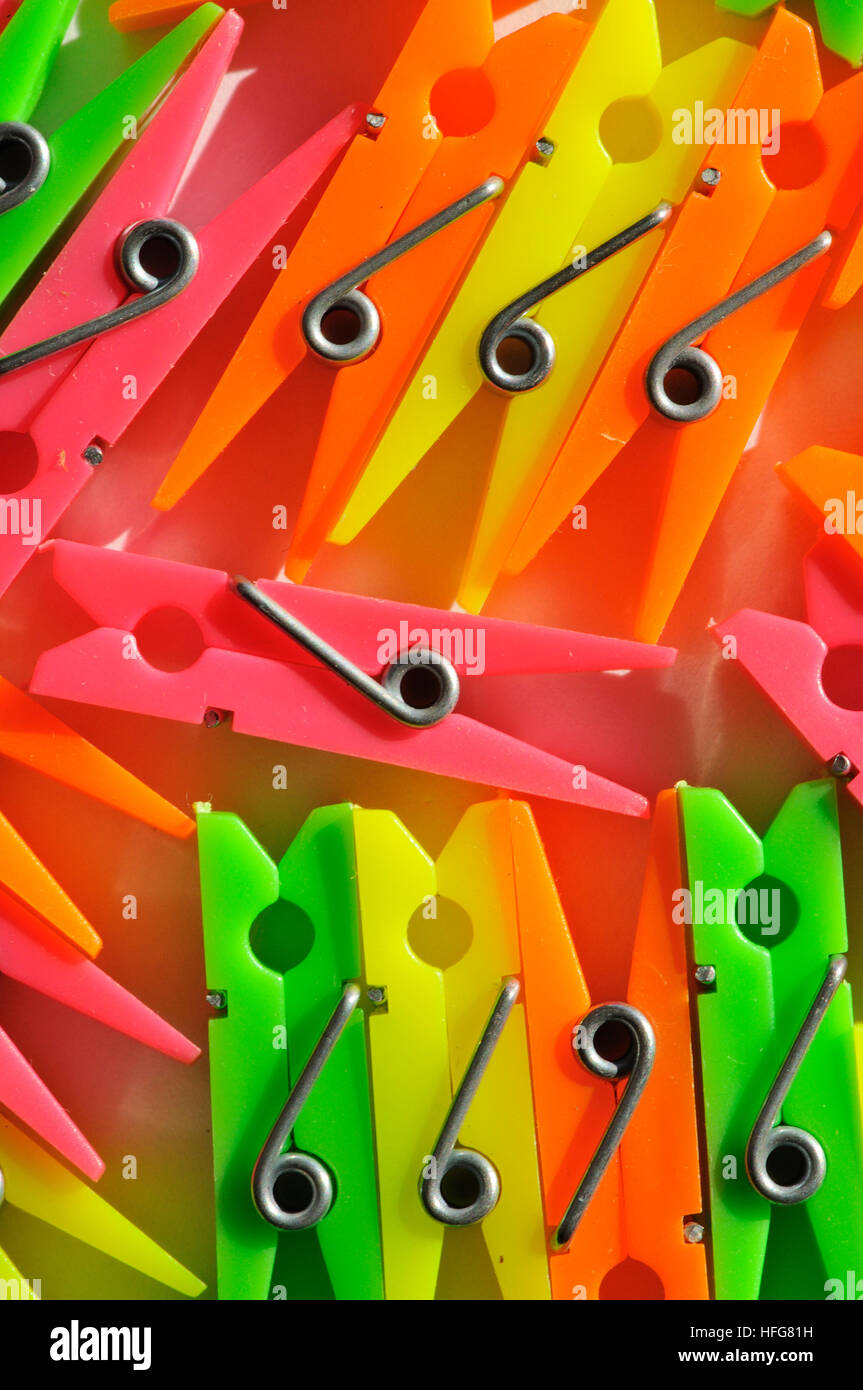 Plastic clothes pegs Stock Photo - Alamy