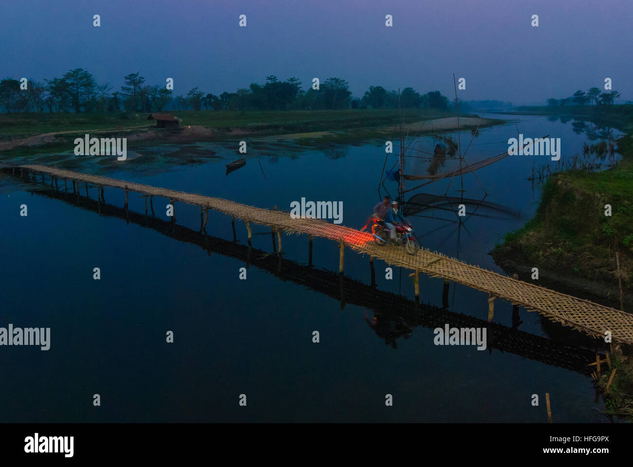 Majuli: Bridge over a branch of the river Brahmaputa - Majuli Island ...