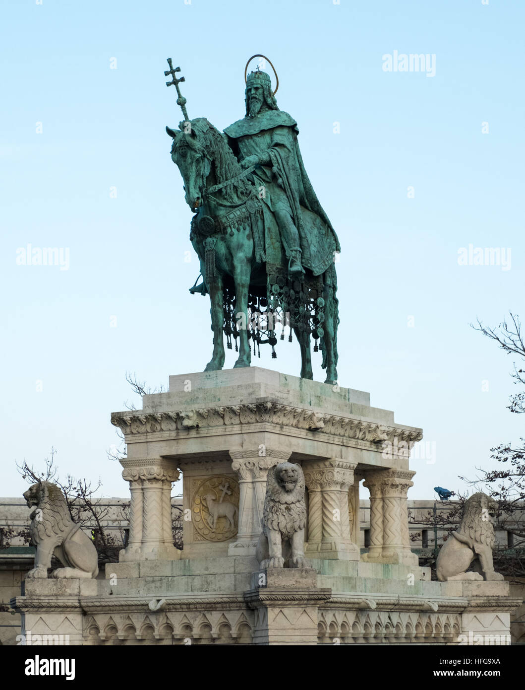 The bronze statue of King Stephen, Castle Hill, Budapest, Hungary Stock ...