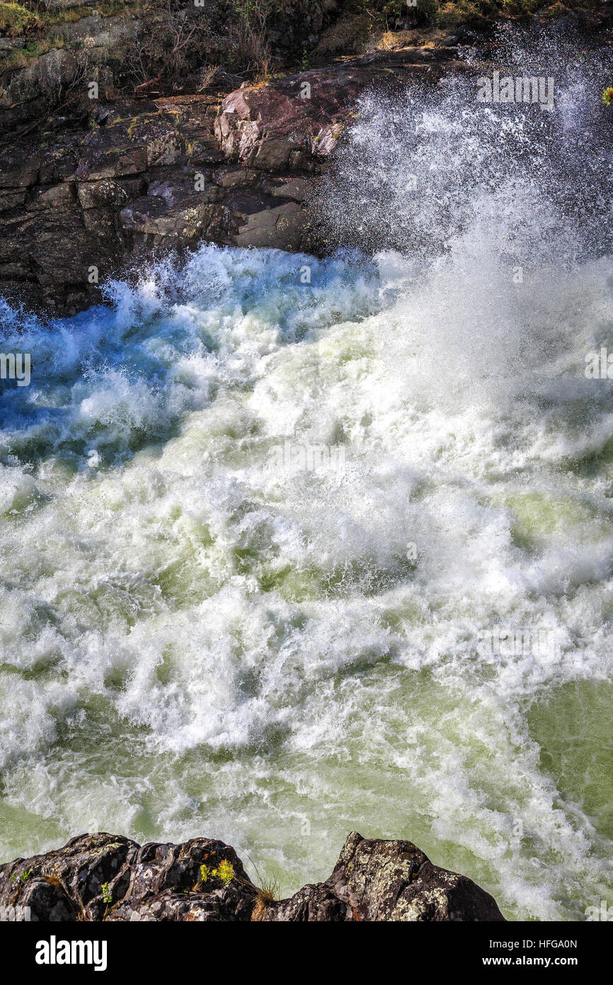 Water rushing through a ravine in the Otta Valley, Oppland, Norway ...