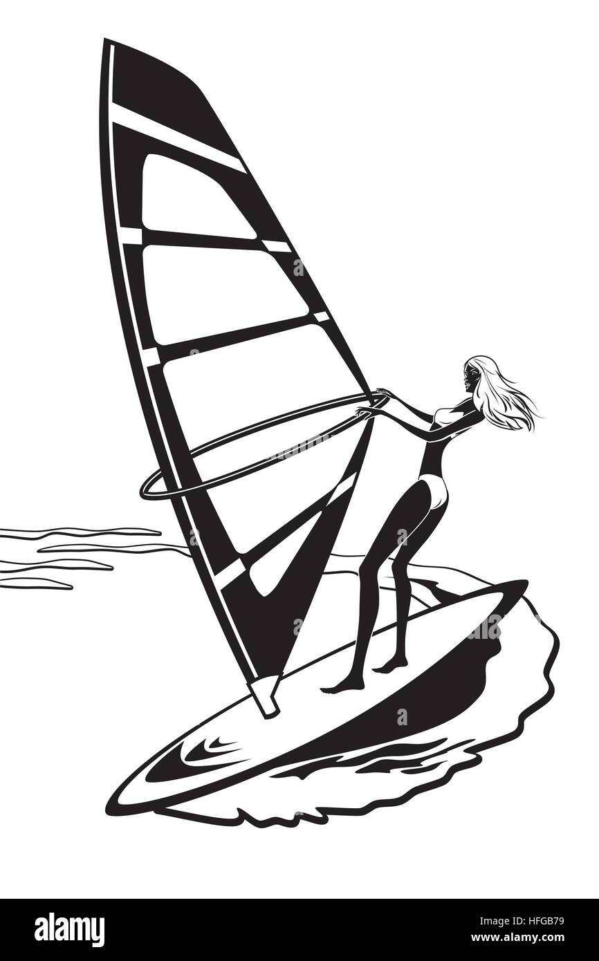 Windsurfer female Stock Vector Images - Alamy