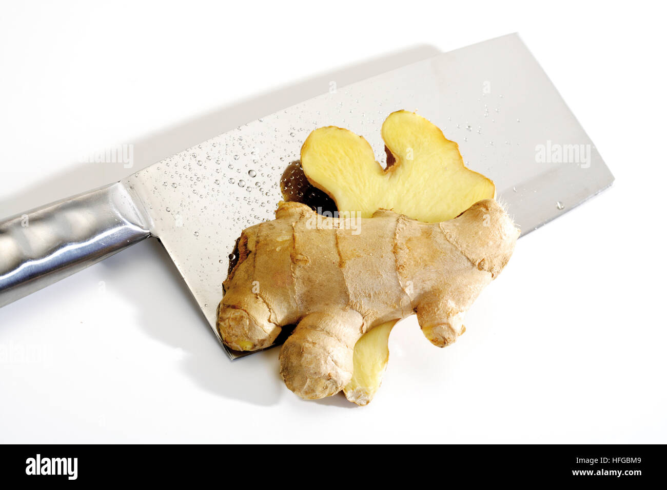 Ginger (Zingiber officinale) on a knife Stock Photo - Alamy