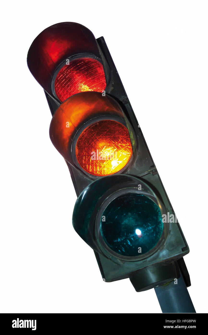 Traffic light, red switching to amber (cutout Stock Photo - Alamy