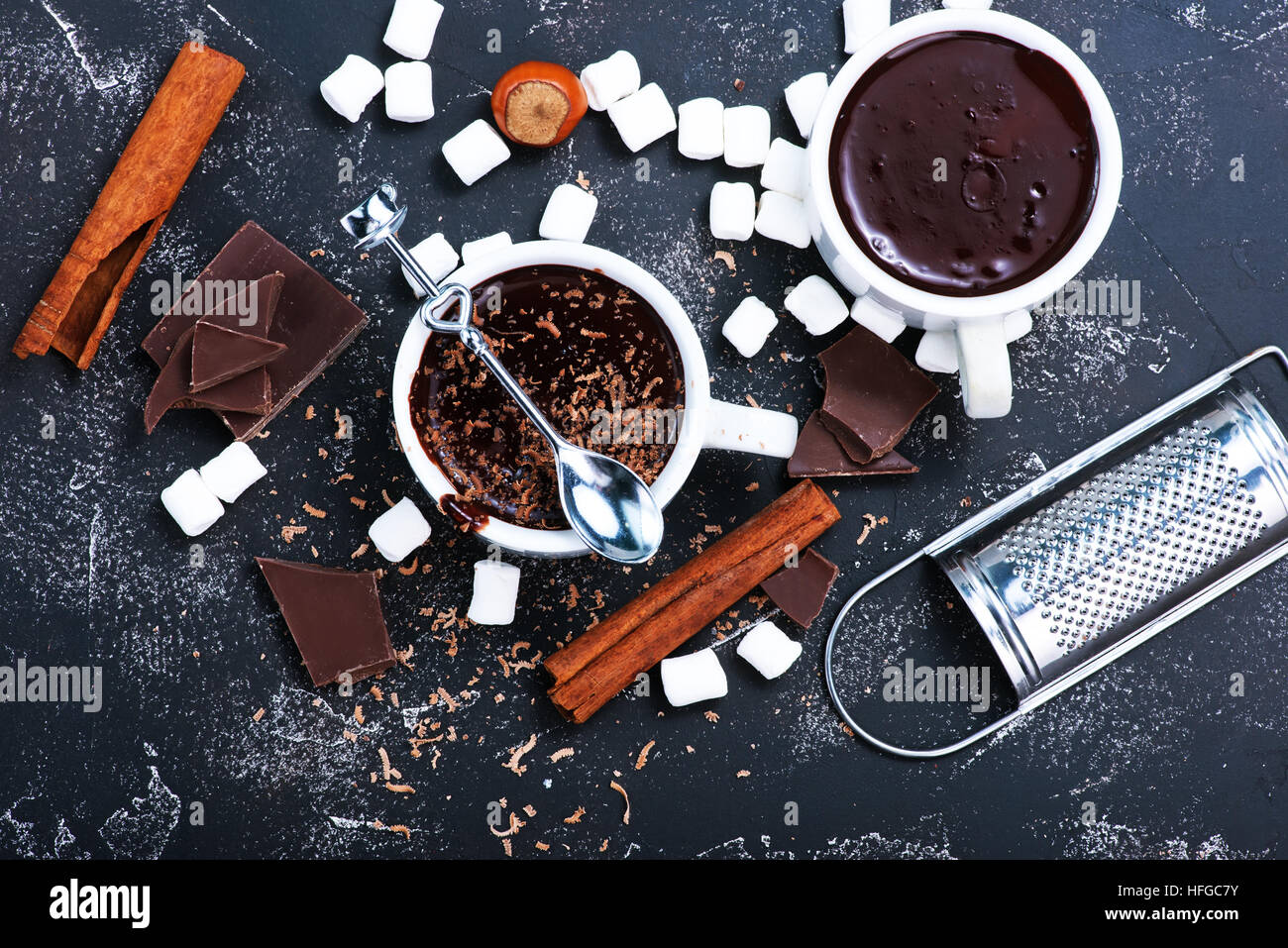 hot chocolate in cup and on a table Stock Photo - Alamy
