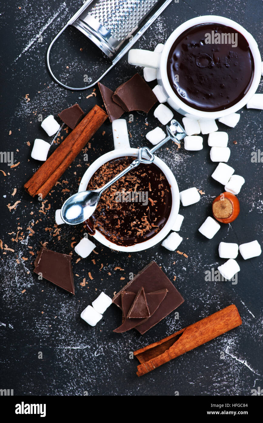 hot chocolate in cup and on a table Stock Photo - Alamy