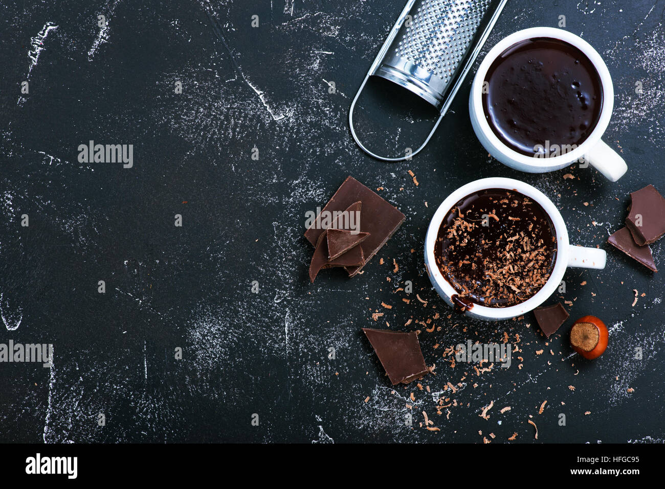 hot chocolate in cup and on a table Stock Photo - Alamy