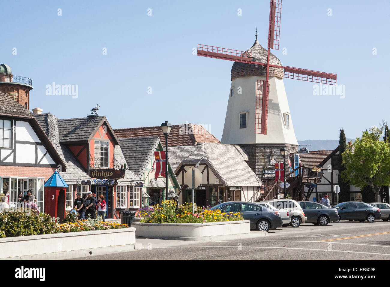 Windmill. Danish style town of Solvang,National Highway 1,Pacific Coast ...