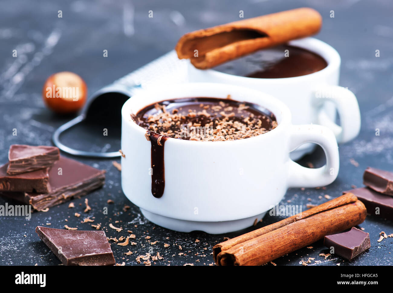 hot chocolate in cup and on a table Stock Photo - Alamy