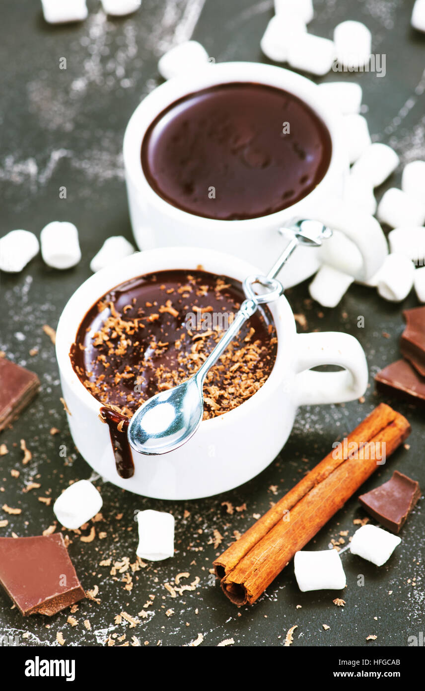 hot chocolate in cup and on a table Stock Photo - Alamy