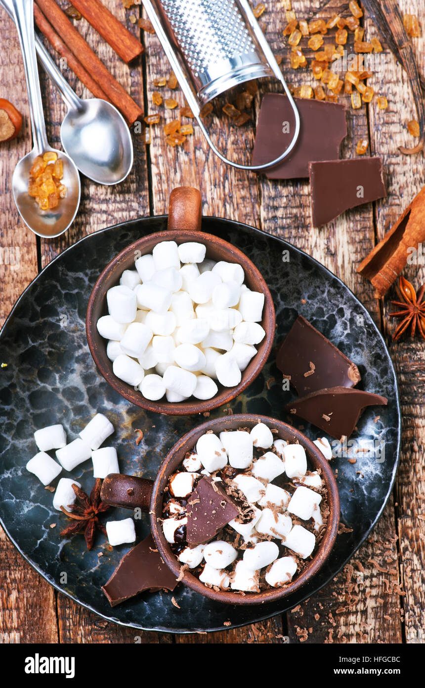 hot chocolate in cup and on a table Stock Photo - Alamy