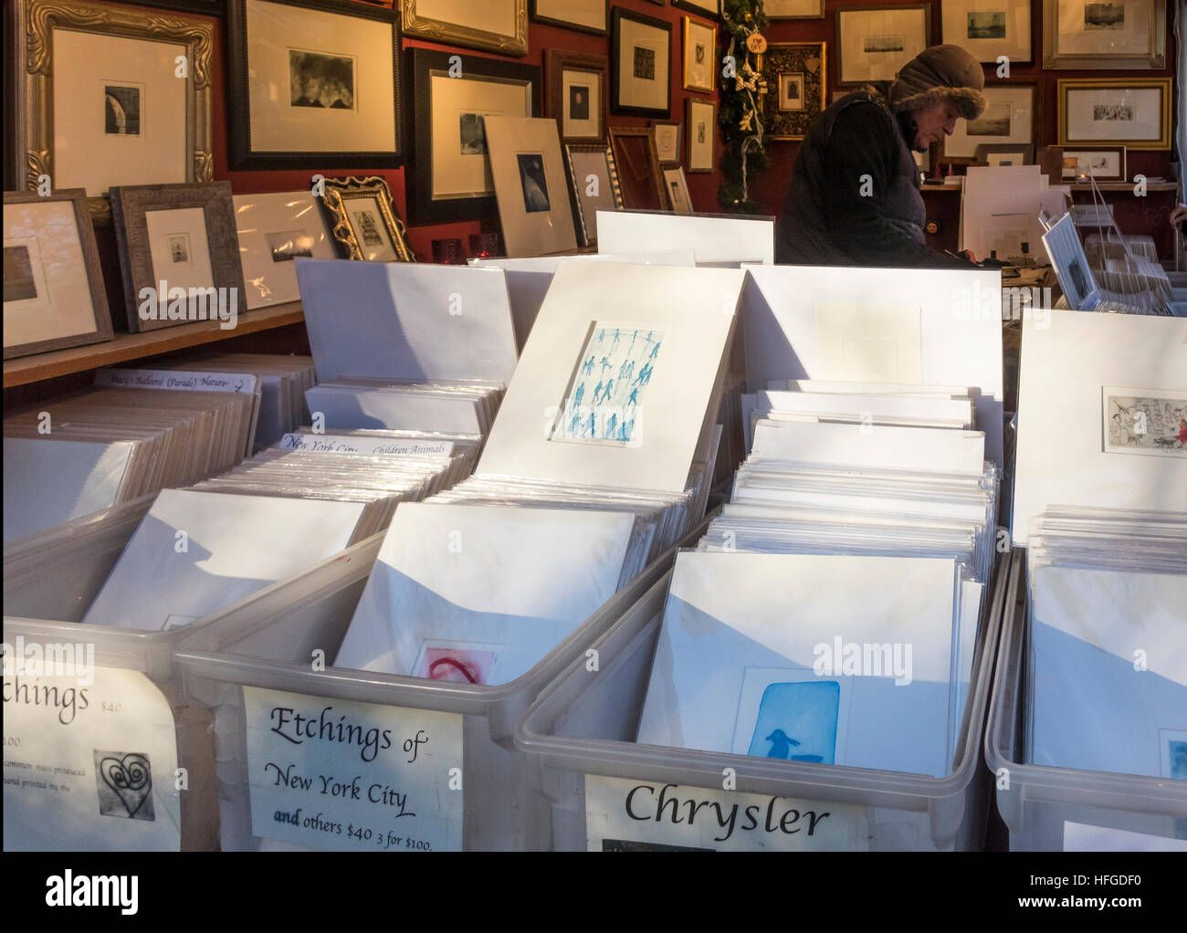 A store selling etchings and frame art work in New York City Stock ...