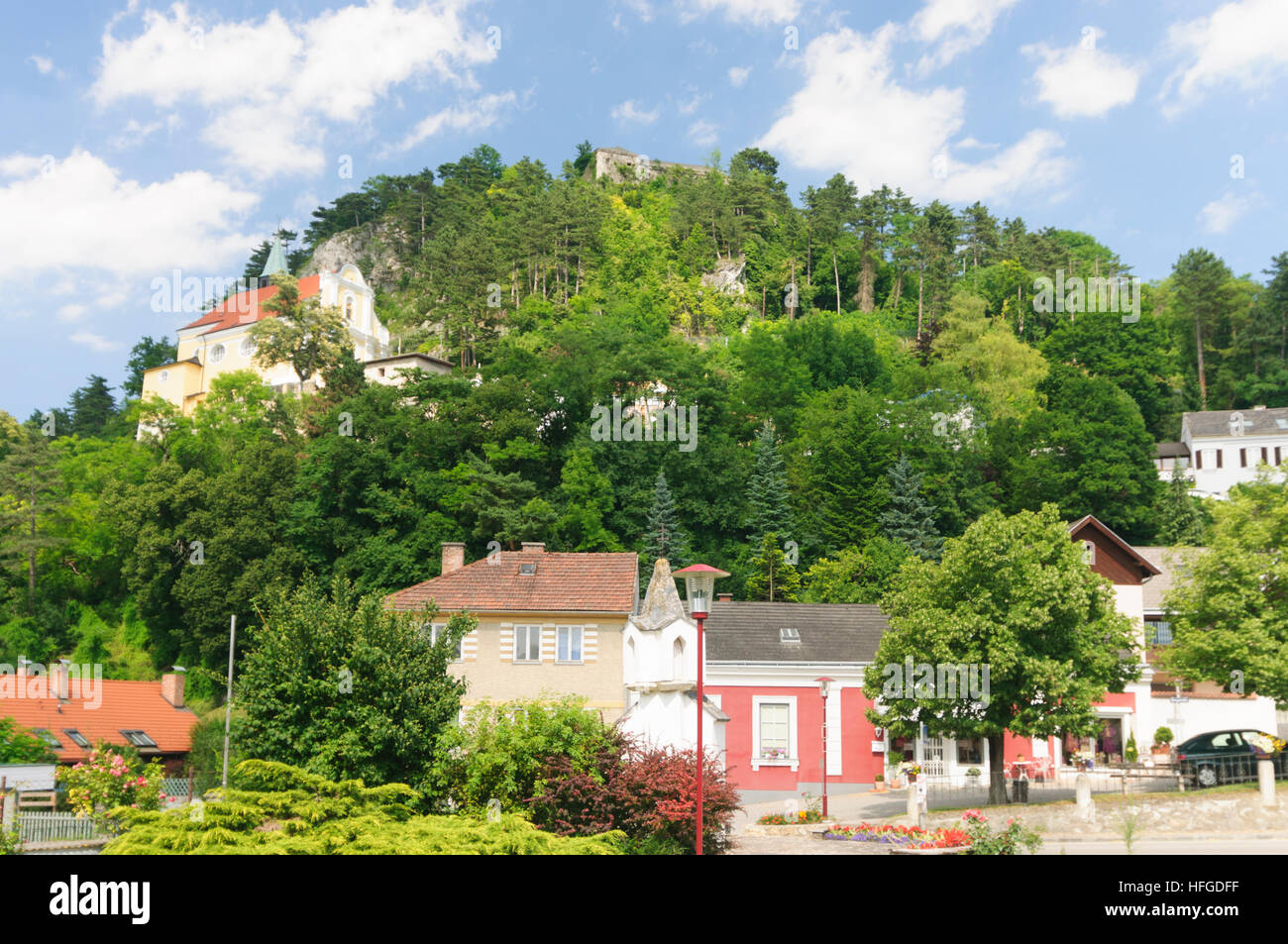 Pitten: Castle and mountain church, Wiener Alpen, Alps ...