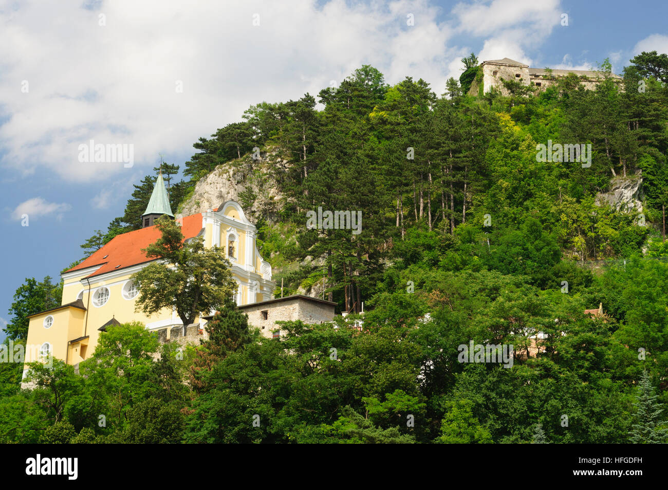 Pitten: Castle and mountain church, Wiener Alpen, Alps ...