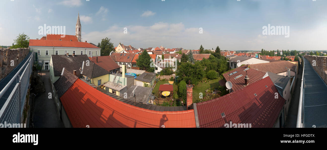 Eggenburg: View from the city wall to the St. Martin chapel ...