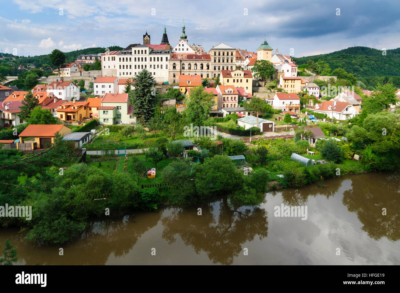Loket (Elbogen): Old town, surrounded by river Ohre (Eger ...