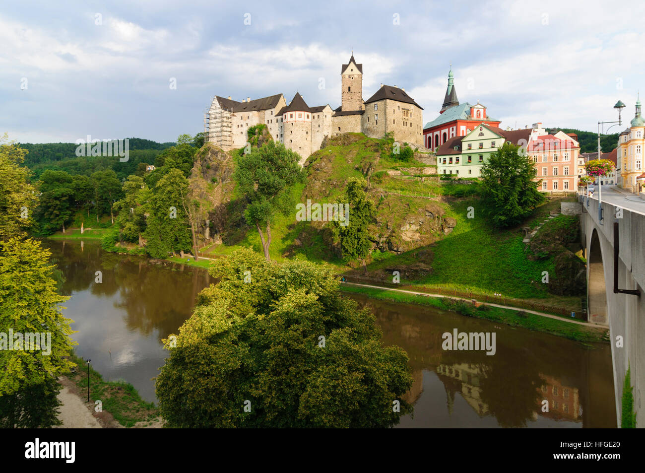 Loket (Elbogen): Old town, surrounded by river Ohre (Eger ...