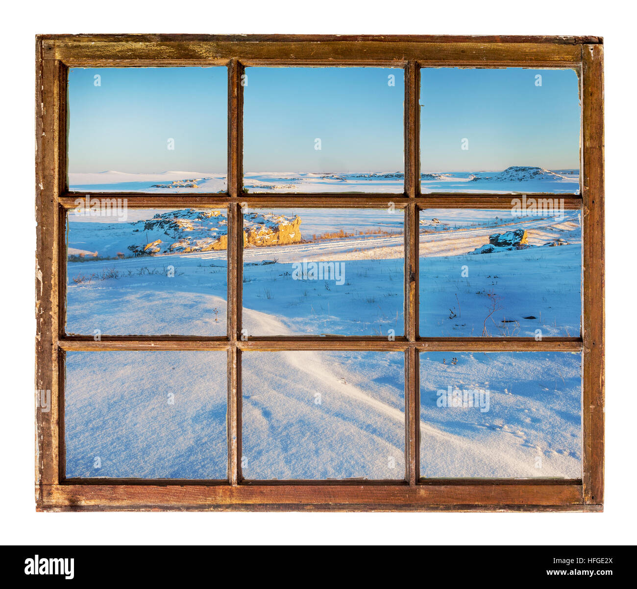 Winter scenery of northern Colorado prairie as seen through vintage ...