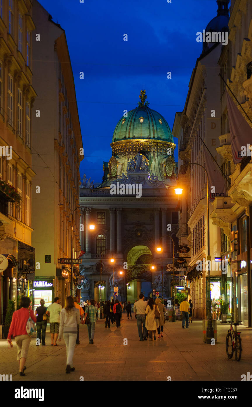 Wien, Vienna: Street Kohlmarkt with a view of the Michaelertor of the ...