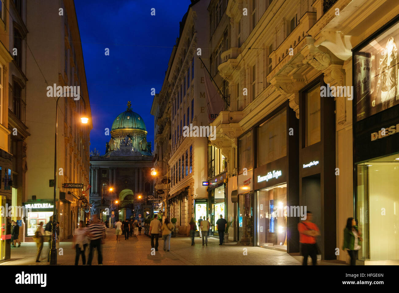 Wien, Vienna: Street Kohlmarkt with a view of the Michaelertor of the ...