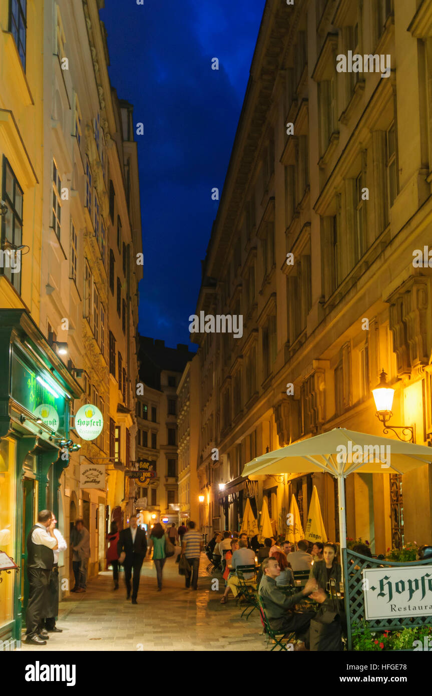 Wien, Vienna: Alley Naglergasse in the old town, restaurant, Wien ...