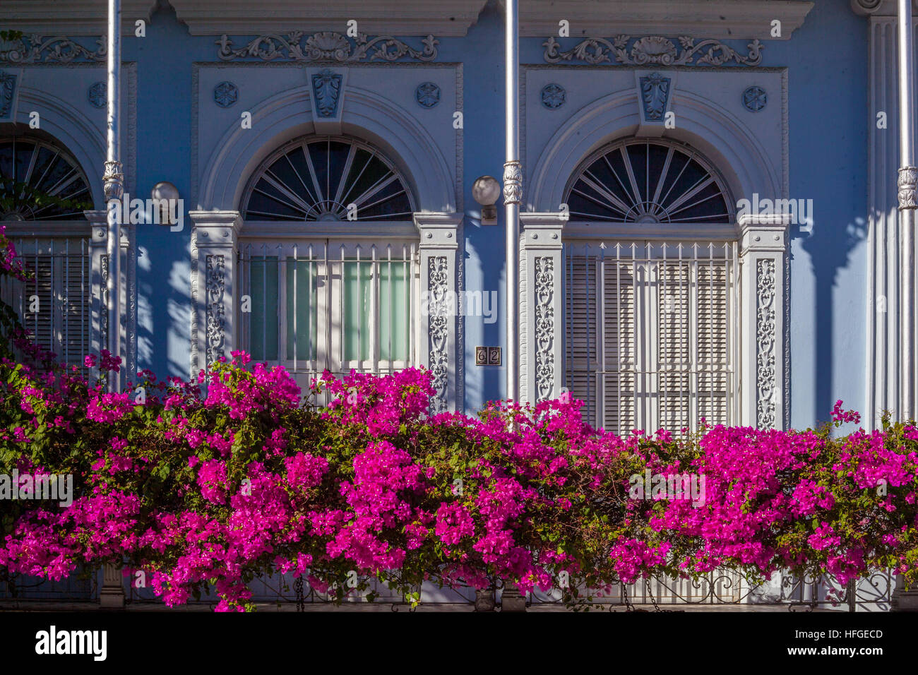 Balcony flowers in old house in Ponce, Puerto Rico Stock Photo - Alamy