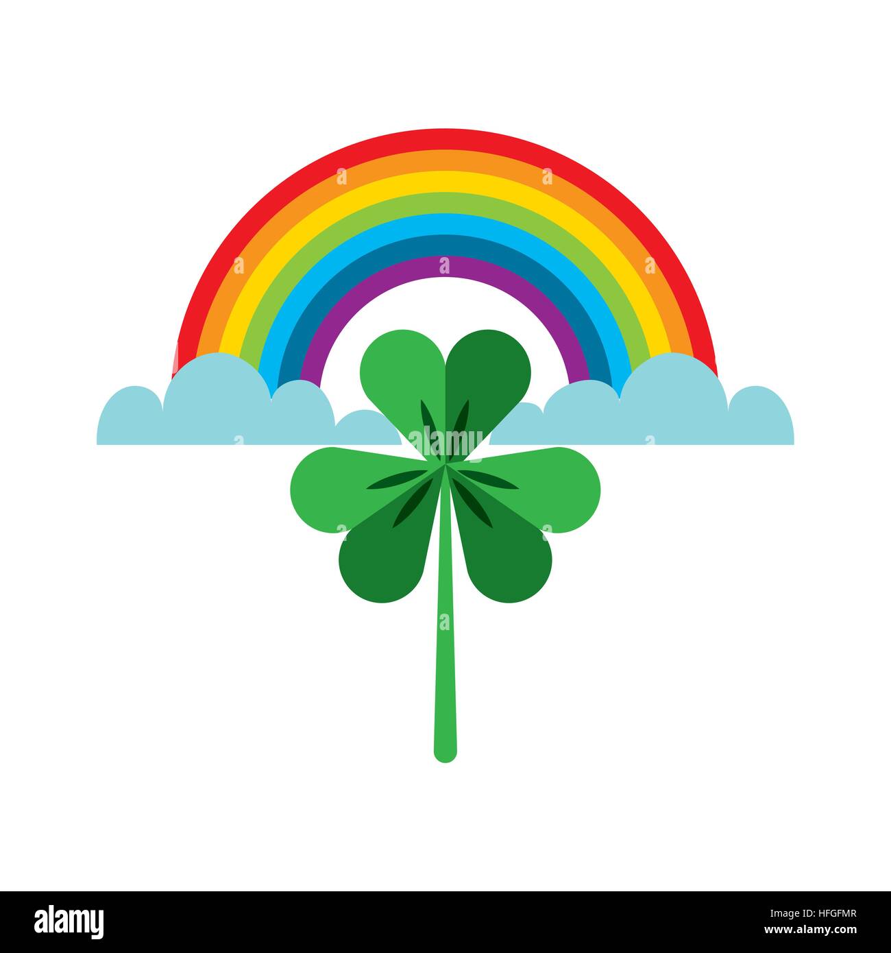clover with rainbow icon over white background. Saint Patricks Day ...