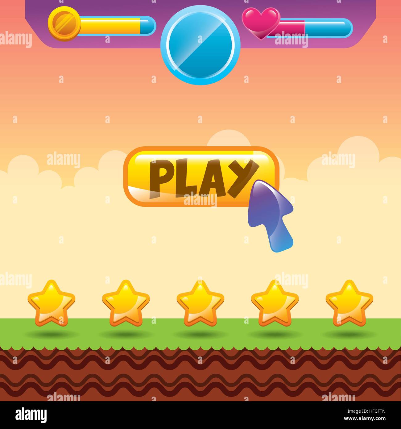 Videogame interface stars icon hi-res stock photography and images - Alamy