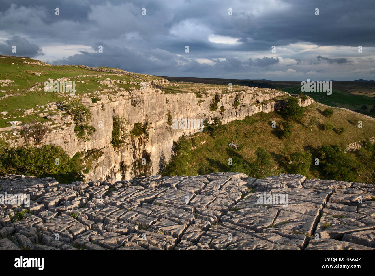 Sunset from Malham Cove, Malhamdale, North Yorkshire Dales Stock Photo ...
