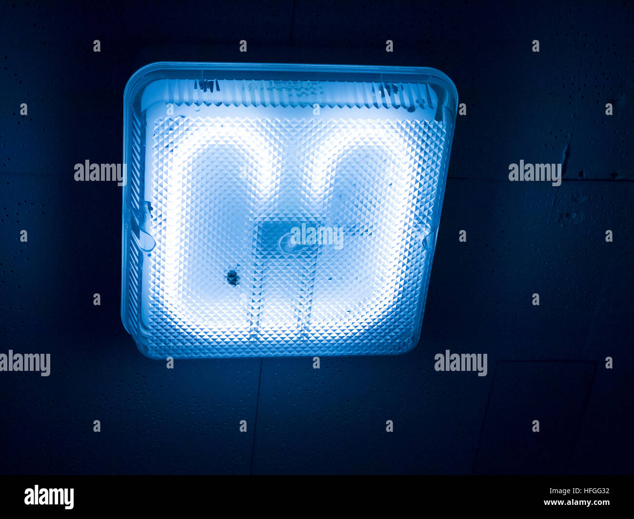 fluorescent light with blue neon square tube Stock Photo - Alamy