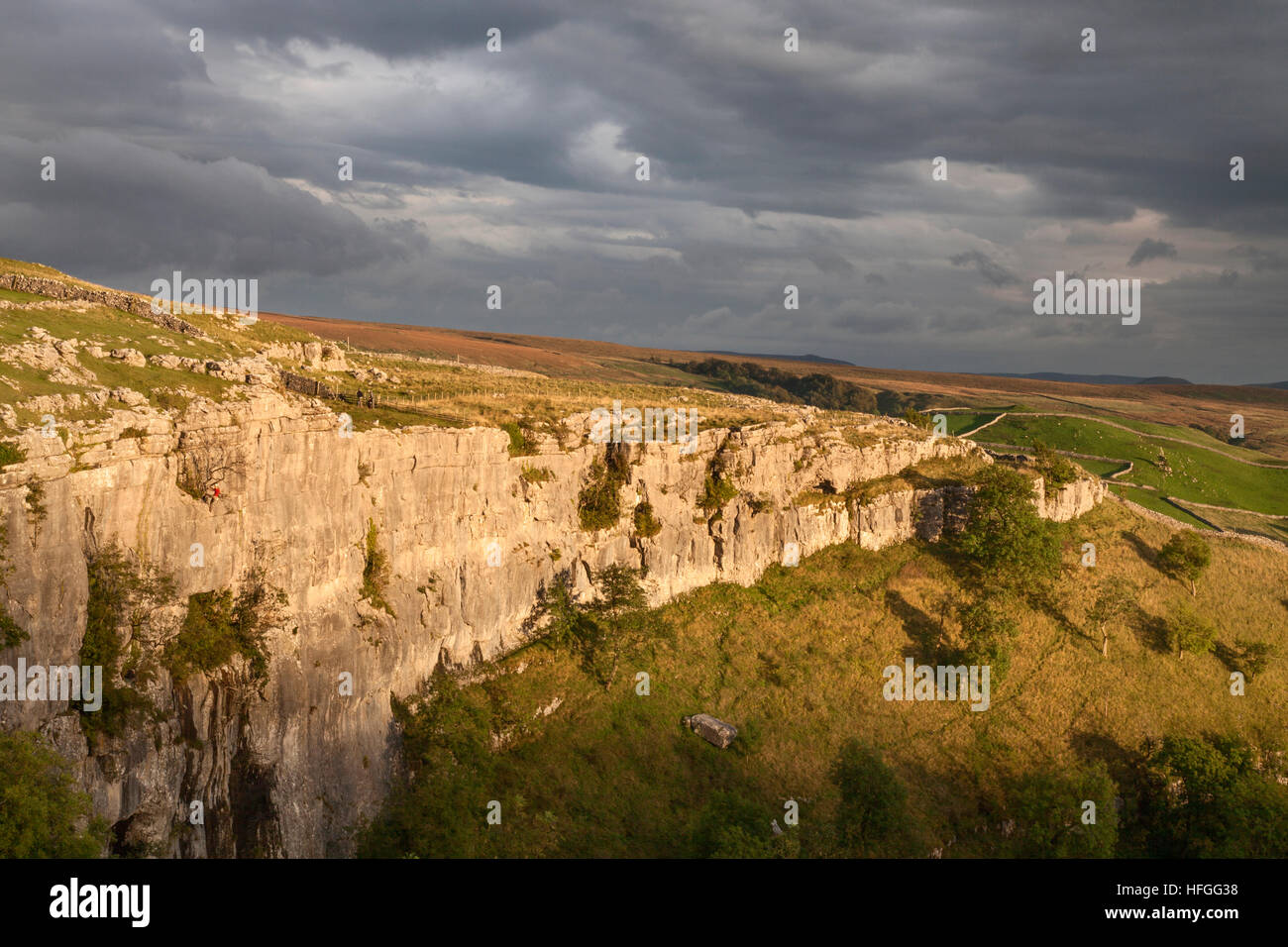 Sunset from Malham Cove, Malhamdale, North Yorkshire Dales Stock Photo ...