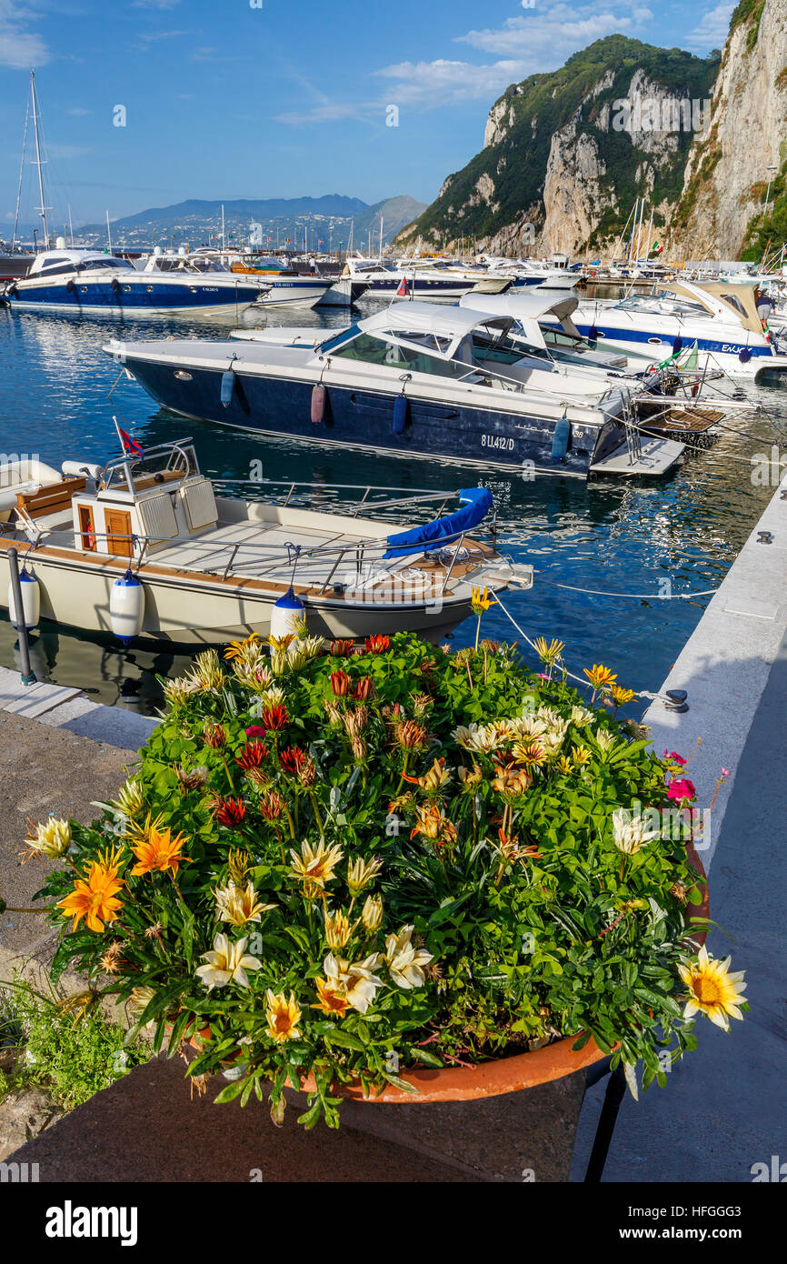 The commercial Port of Capri, Campania, Italy, in the Tyrrhenian Sea ...