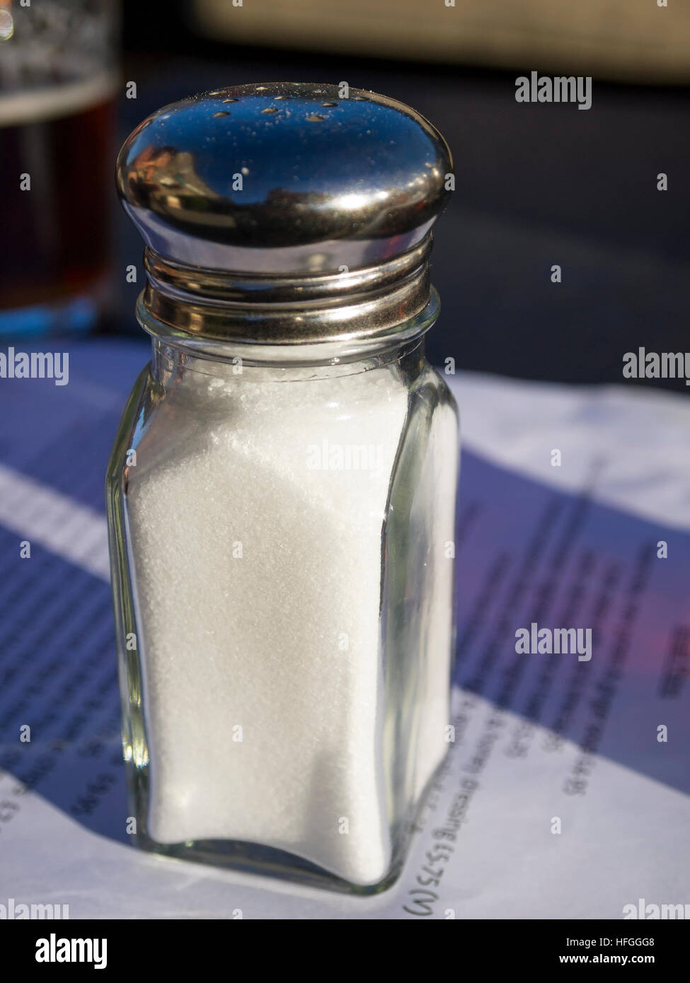 salt cellar on restaurant printed menu Stock Photo - Alamy