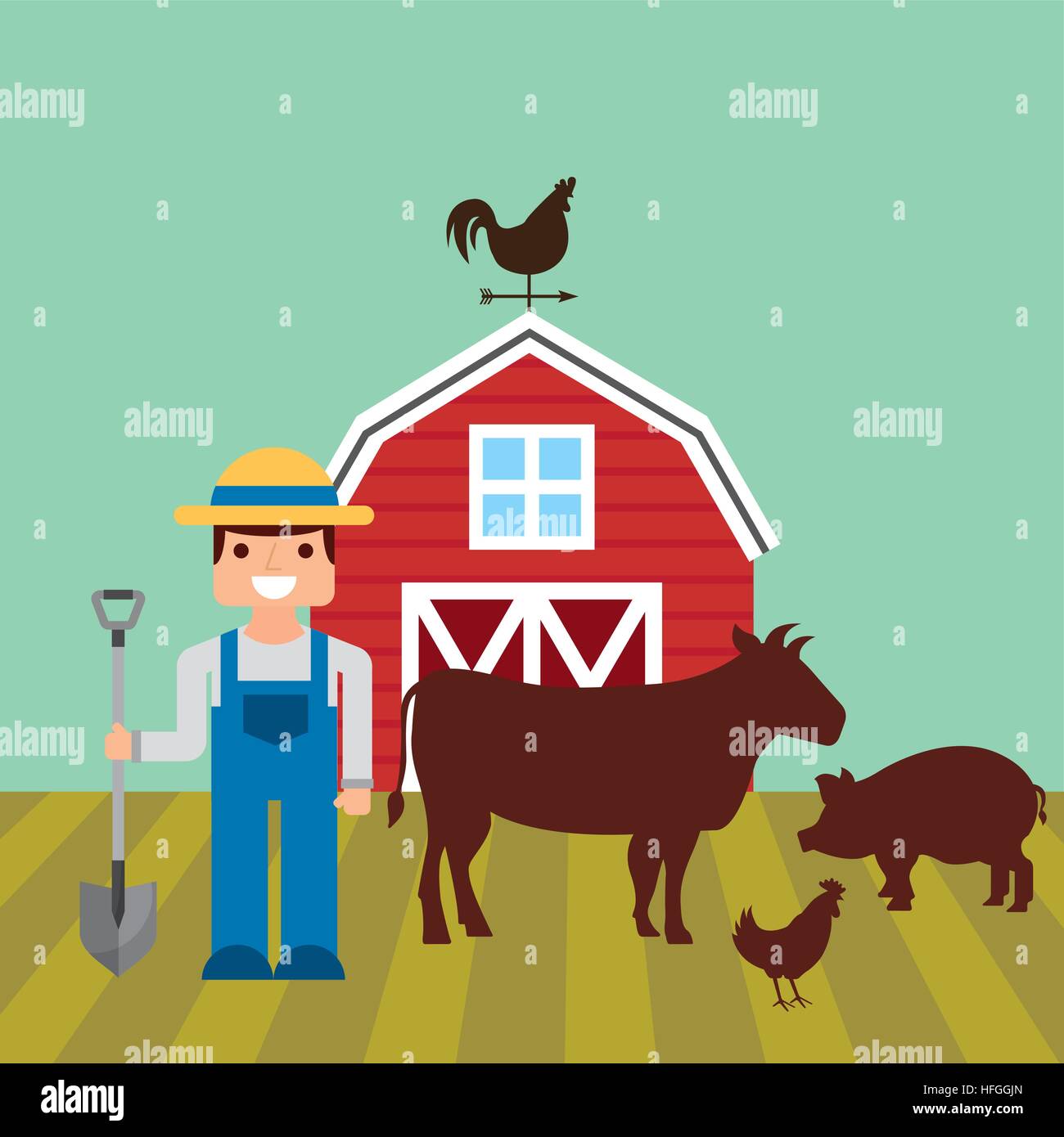 Man and cows Stock Vector Images - Alamy