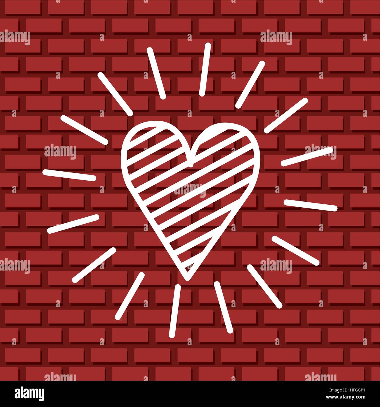 heart over wall of bricks background. colorful design. vector ...