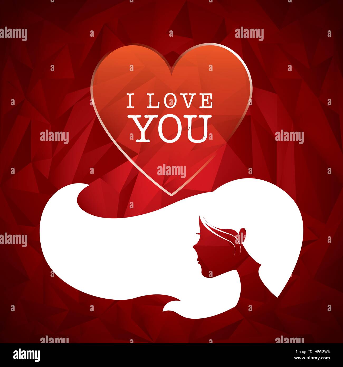 i love yoy card with heart and woman icon. colorful design. vector ...