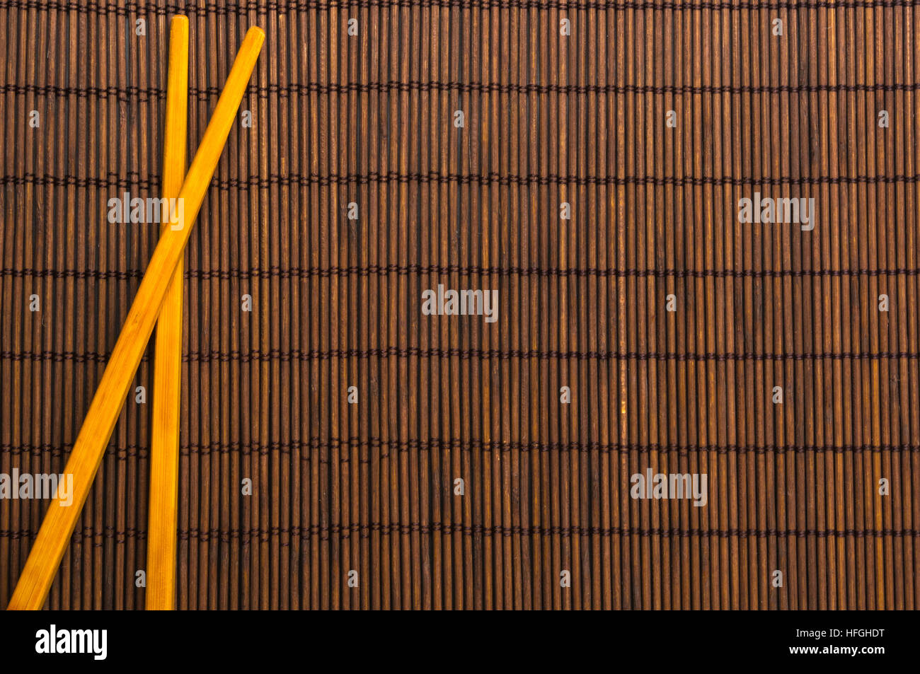 brown bamboo Mat with chopsticks - stand food, close-up, macro Stock ...