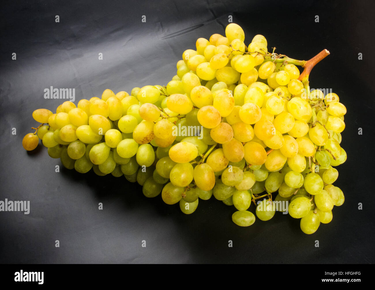 Large grapes cluster amber color on black background Stock Photo - Alamy