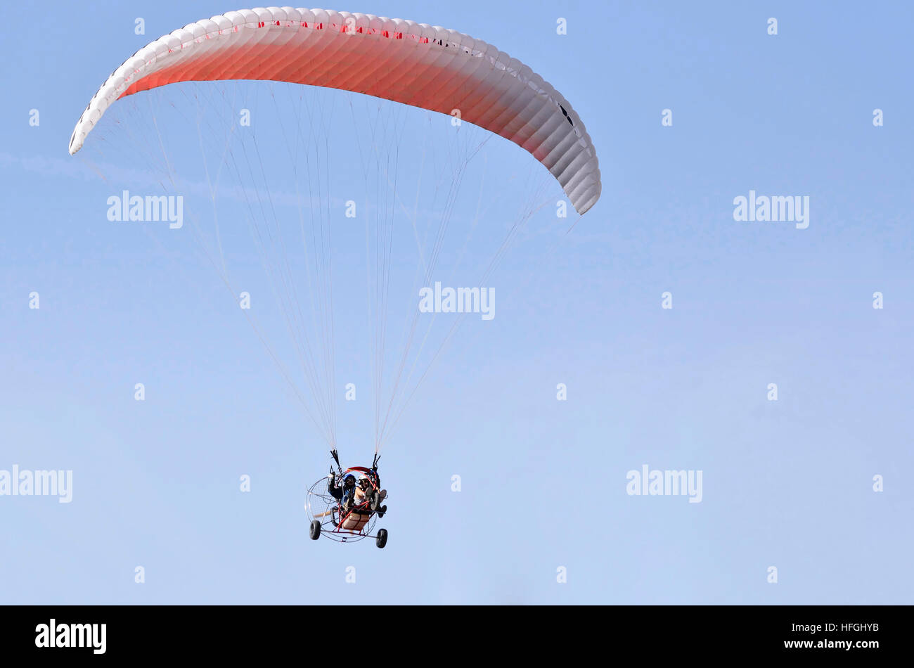 Spanish army soldier (C. VENTURY group), in paramotor, landing in ...