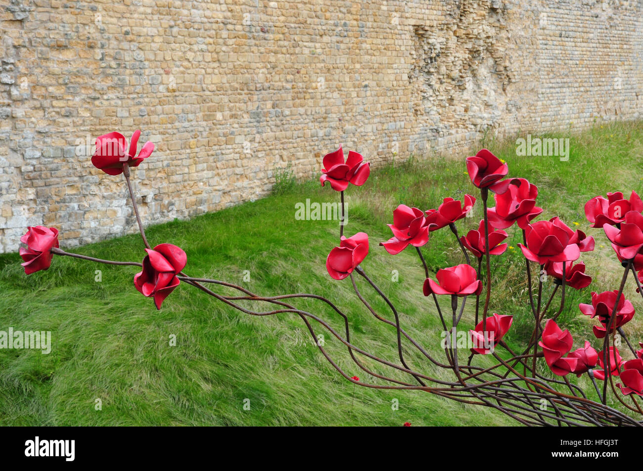 Part of the Poppy Wave installation at Lincoln Castle. Artist Paul ...