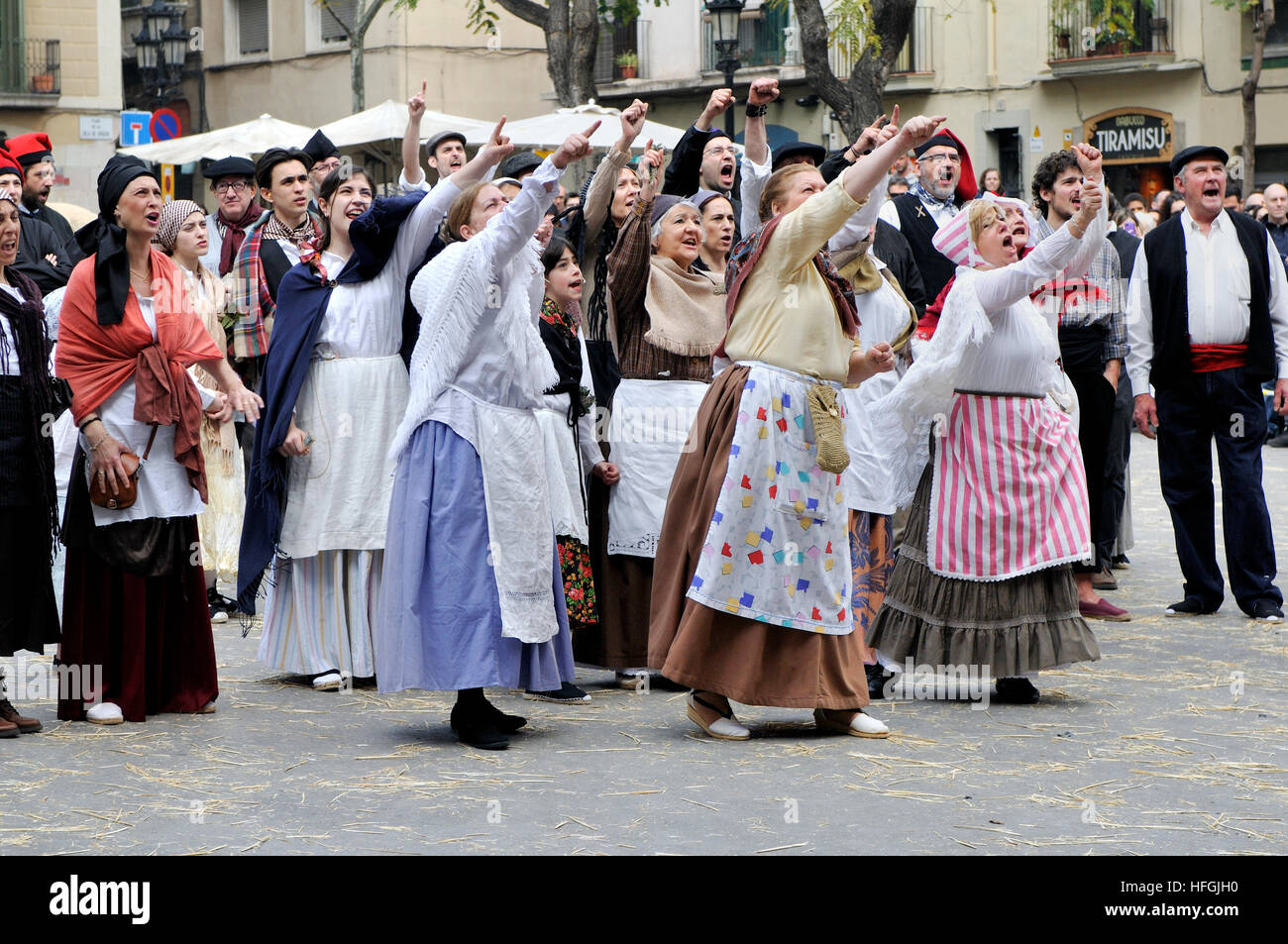 Dramatized representation of the revolt of the soldiers of 1870. Square ...