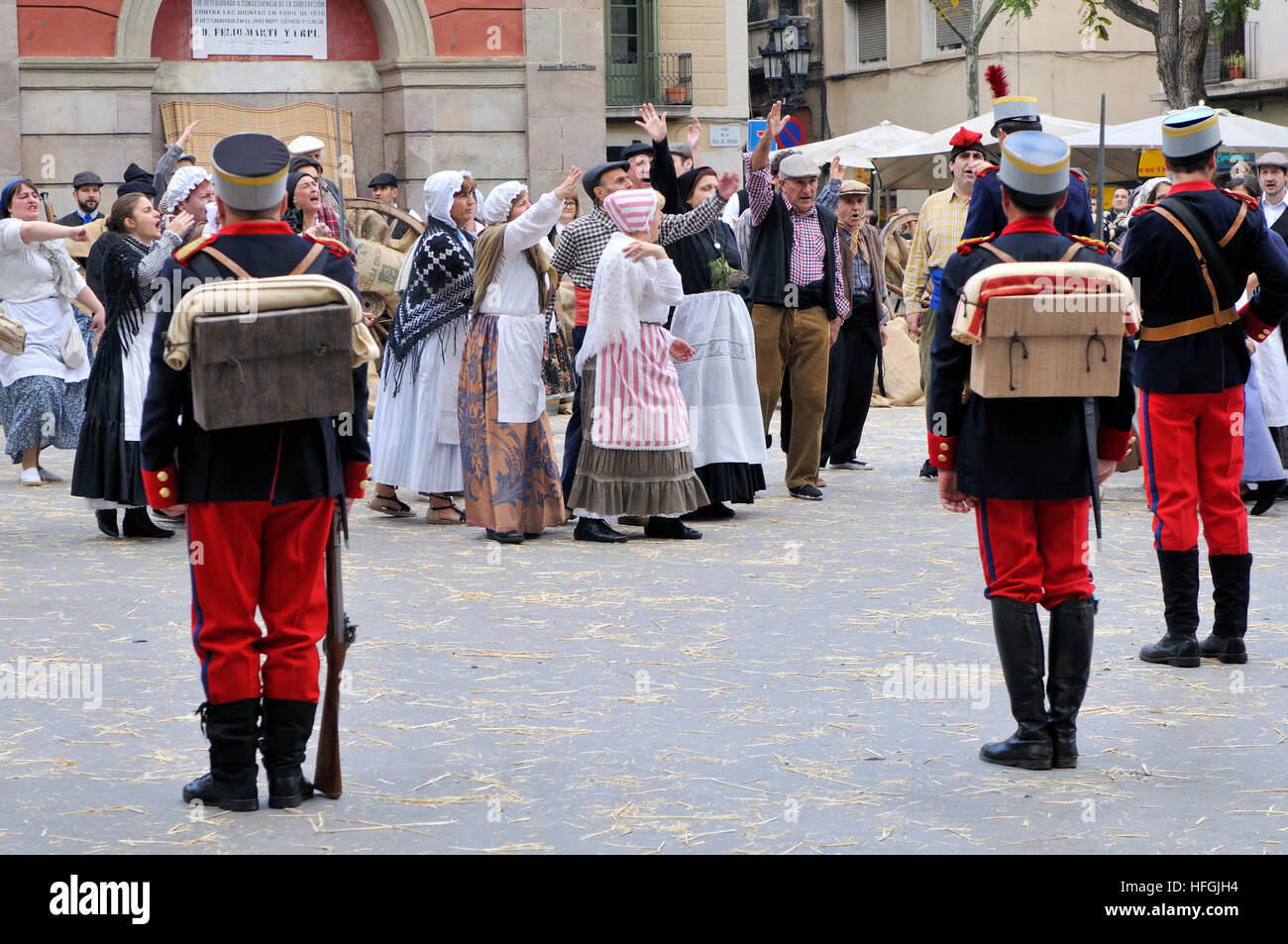 Dramatized representation of the revolt of the soldiers of 1870. Square ...