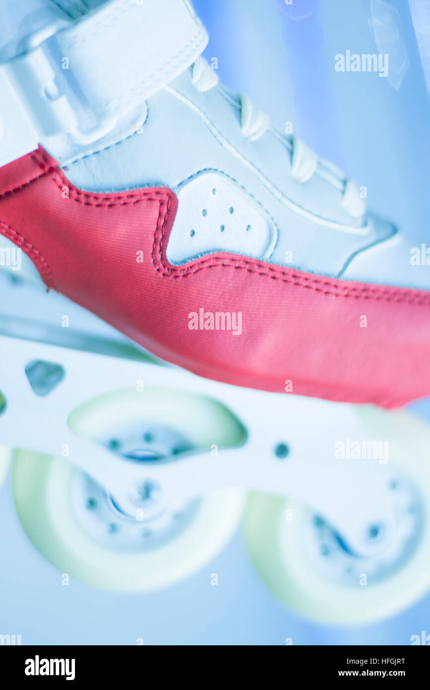 Freestyle girls pink inline skates boots and wheels in retail store ...