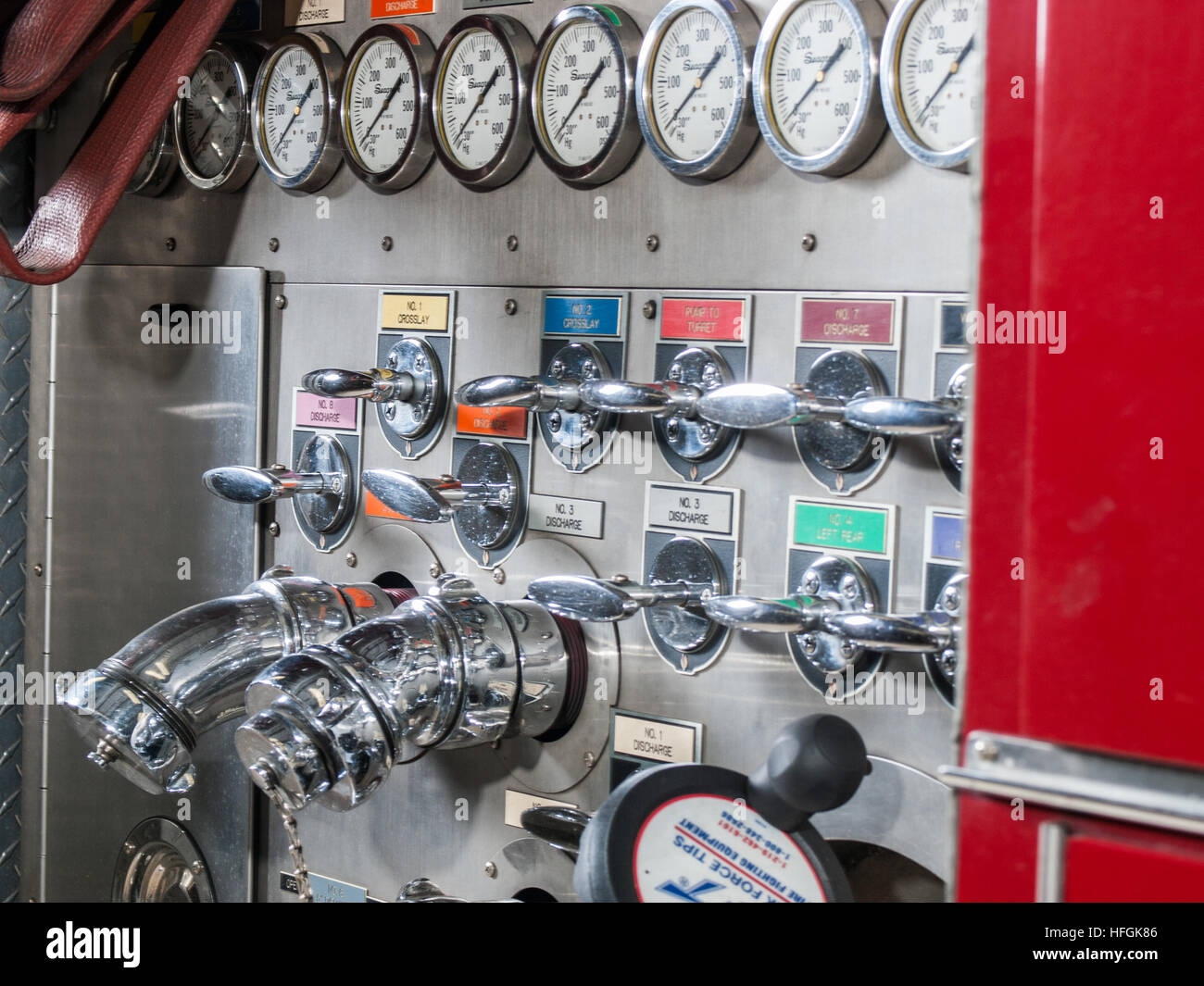 Fire Engine Pumper Controls Stock Photo - Alamy