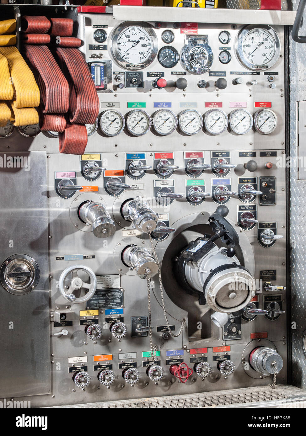 Fire Engine Pumper Controls Stock Photo - Alamy