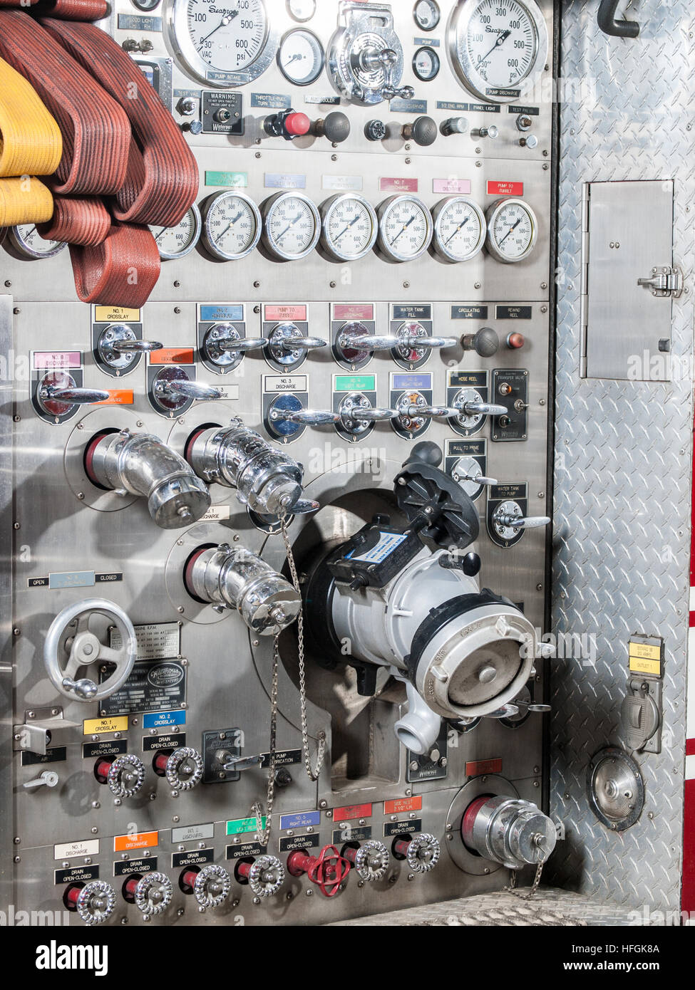 Fire Engine Pumper Controls Stock Photo - Alamy